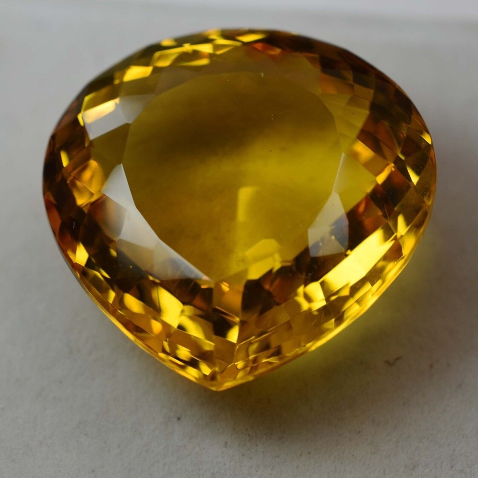 Lab-Created Yellow Sapphire Pear 76.40 Ct Ring Size Loose Gemstone ...
