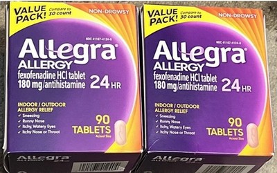 Allegra Allergy 24hr Allergy Relief, 90 Tablets, 2 Pack, Exp 2026 | eBay