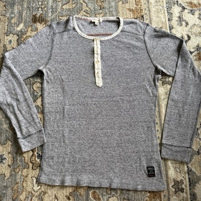 Diesel Men’s Heather Gray Cotton Henley Long Sleeve Shirt L Slim Pocket ...