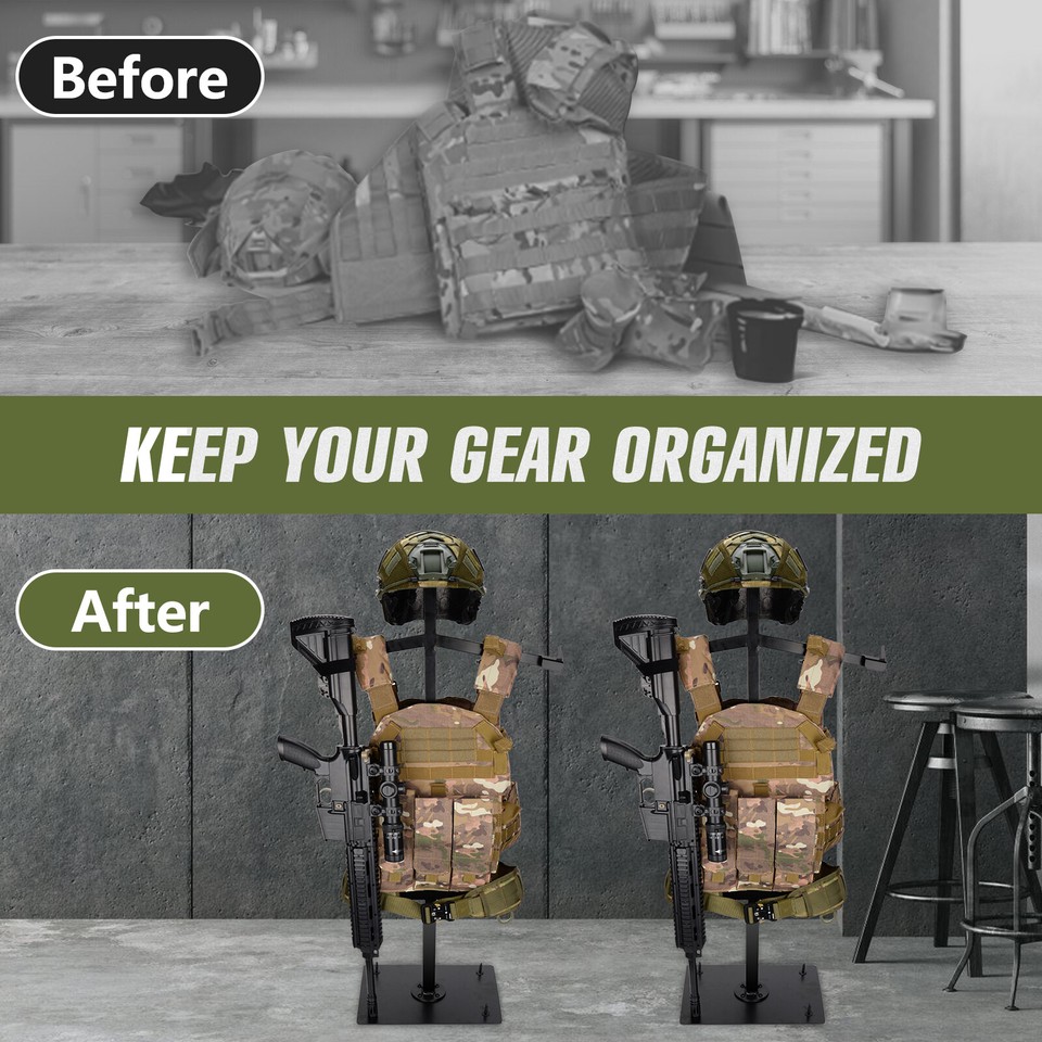 Tactical Gear Stand Helmet Vest Belt Display Rack,Heavy Duty Steel Vest ...