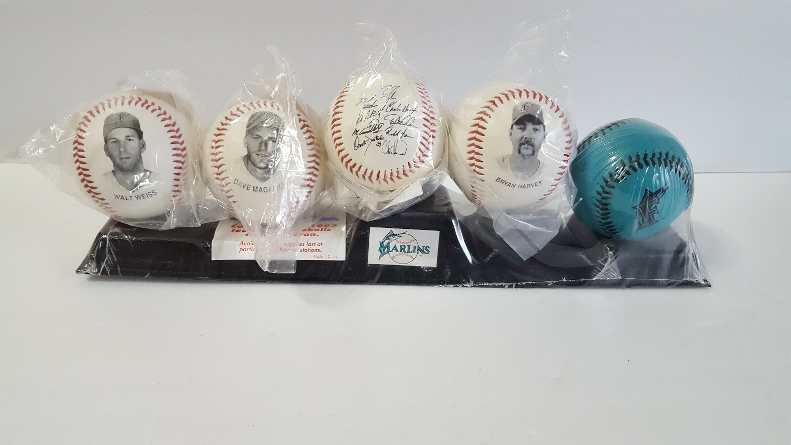 NEW 1993 MARLINS CHEVRON SET OF 5 BASEBALLS With Stand. Highly ...