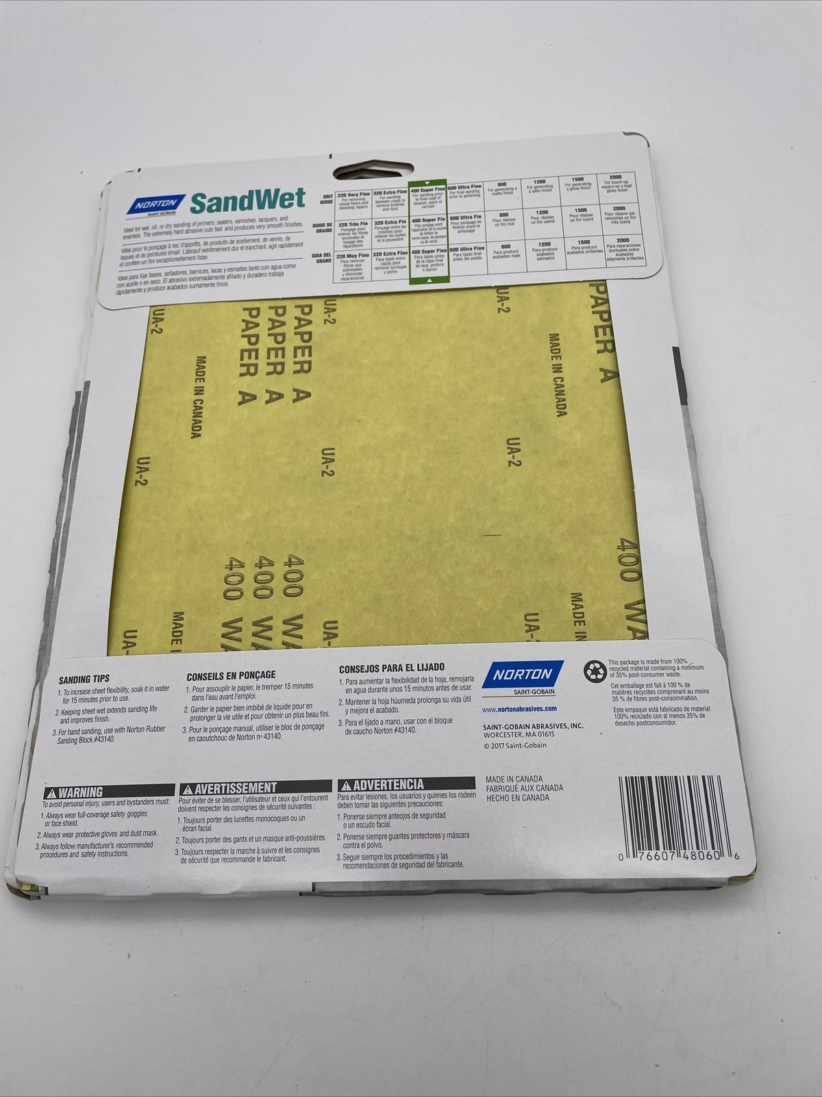 Norton Sandpaper SandWet , 9x11 sheets, 2 grits to choose 320 or 400 ...