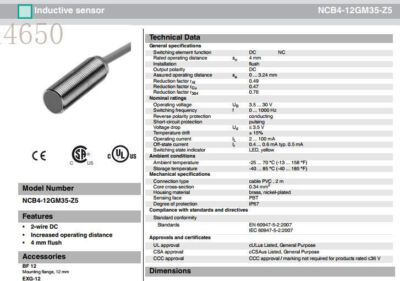 Proximity Switch NCB4-12GM35-Z5 Induction Sensor #WD10* | eBay