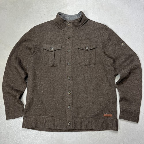 Merrell Sweater Cardigan Wool Blend Chunky Knit Pockets Brown Men's XL ...