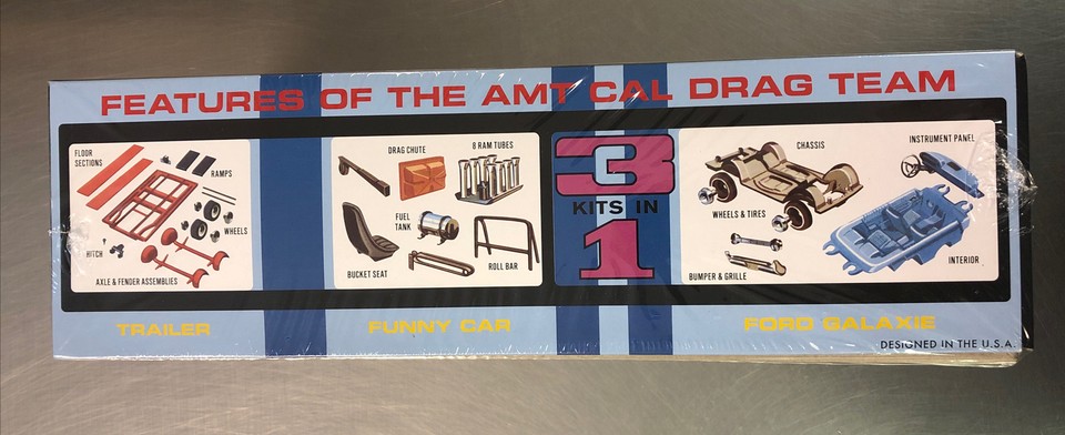 AMT MODEL KIT CAL DRAG COMBO RACING TEAM FORD GALAXIE•FALCON•TRAILER 1/ ...