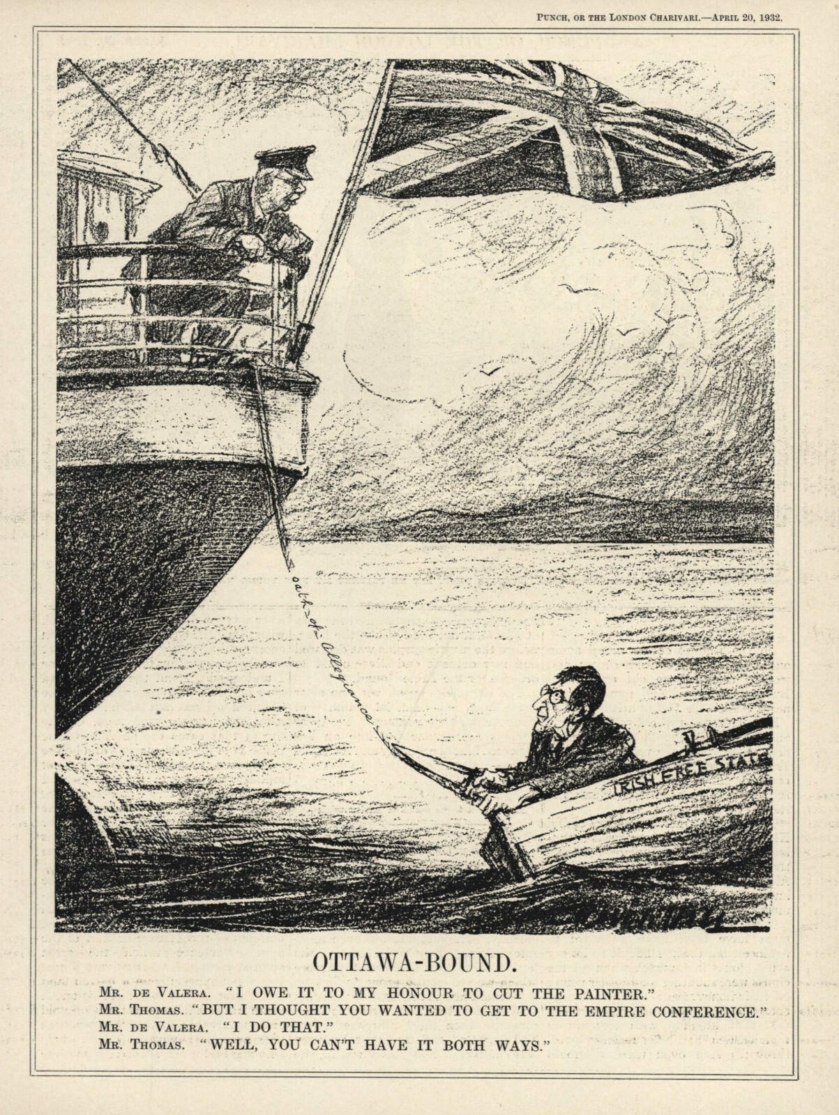 RARE 1932 PUNCH POLITICAL CARTOON - IRELAND - GEORGE DE VALERA - Ottawa ...