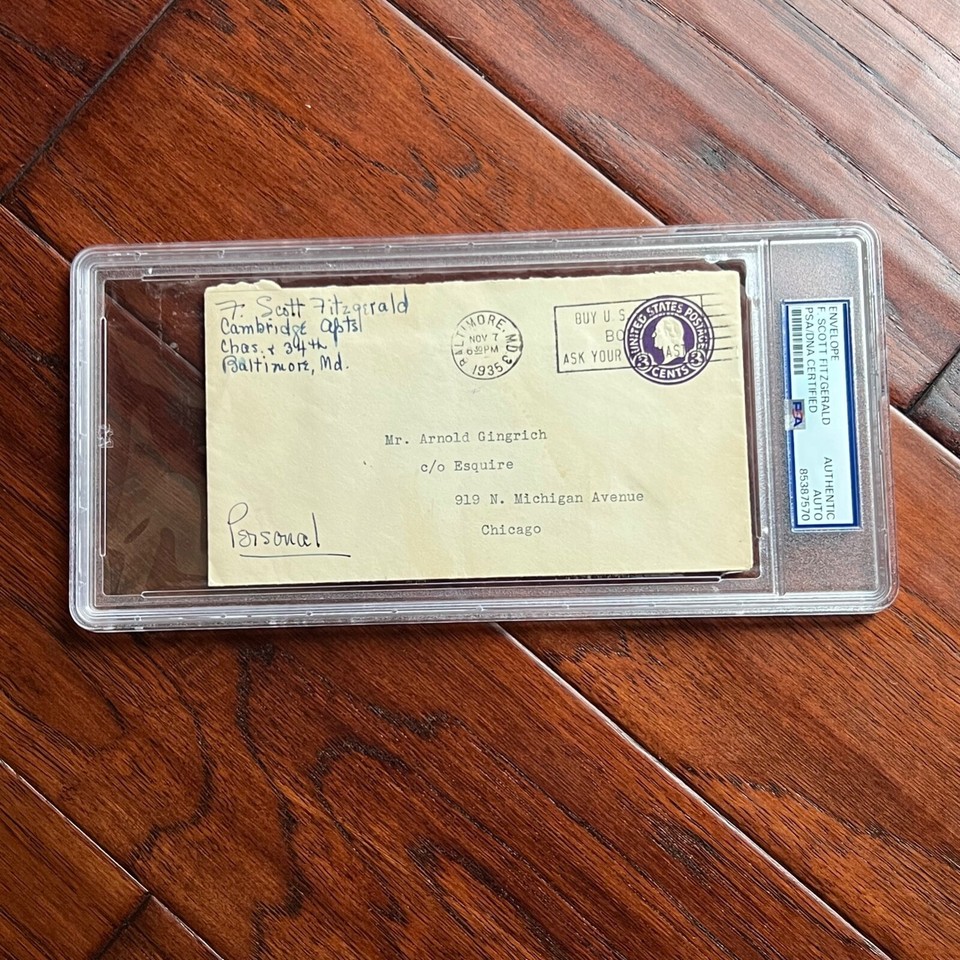 F. SCOTT FITZGERALD * PSA * Autograph Handwritten Envelope Signed and ...