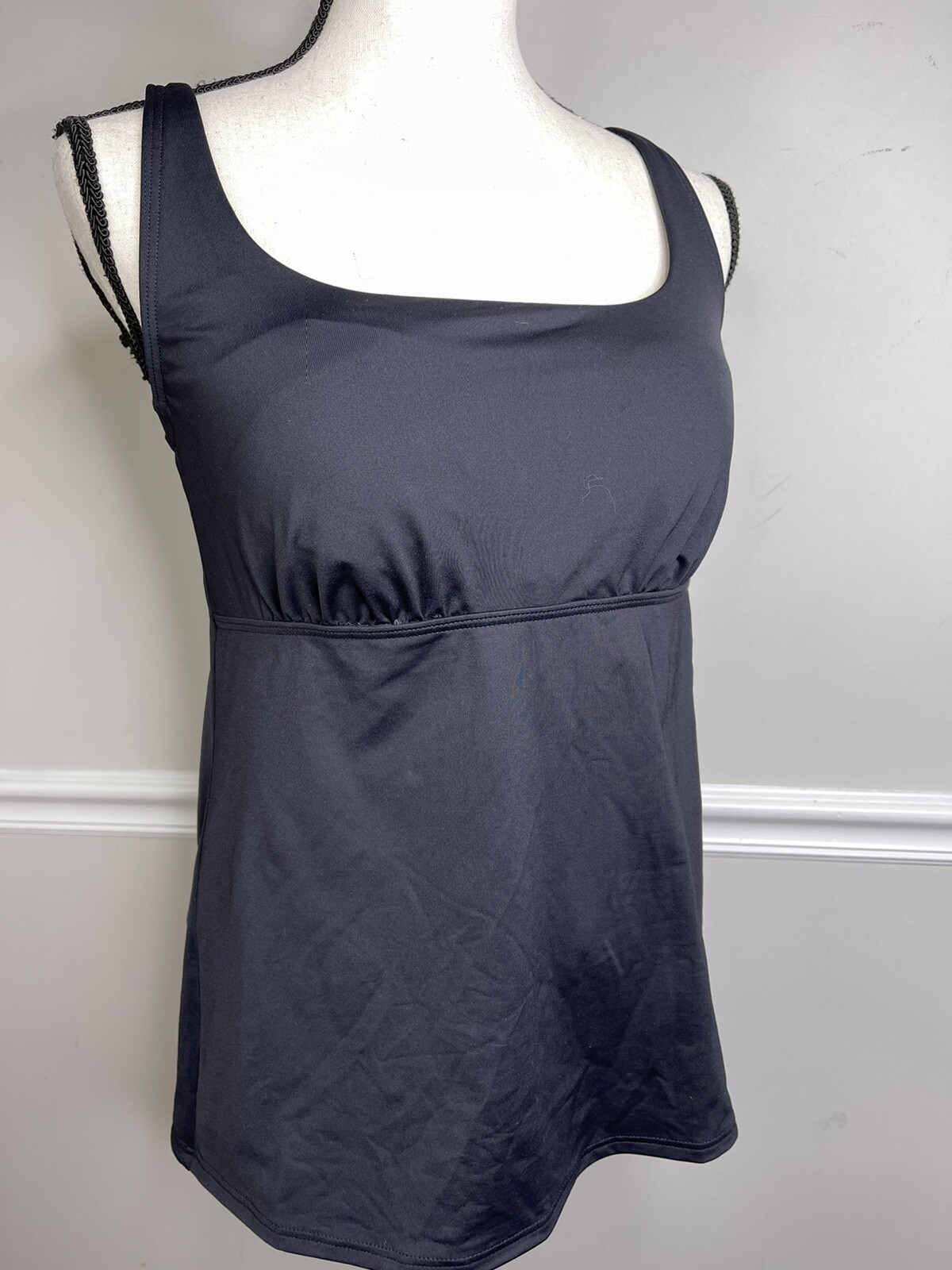 Lands' End Black Underwire Built In Bra Padded Tankini Top Sz 12 ...