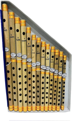 Bamboo Flute Set of 13 multiple Key Tune 7 Holes Fipple Bansuri ...
