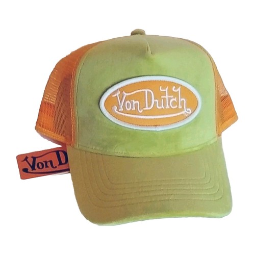 Von Dutch Yellow Velvet. Orange Logo Mesh Snapback Trucker Hat Ball Cap ...