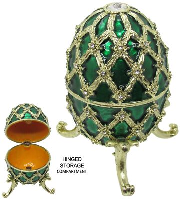 Egg Jeweled Trinket Box, with Austrian Crystals, Green | eBay