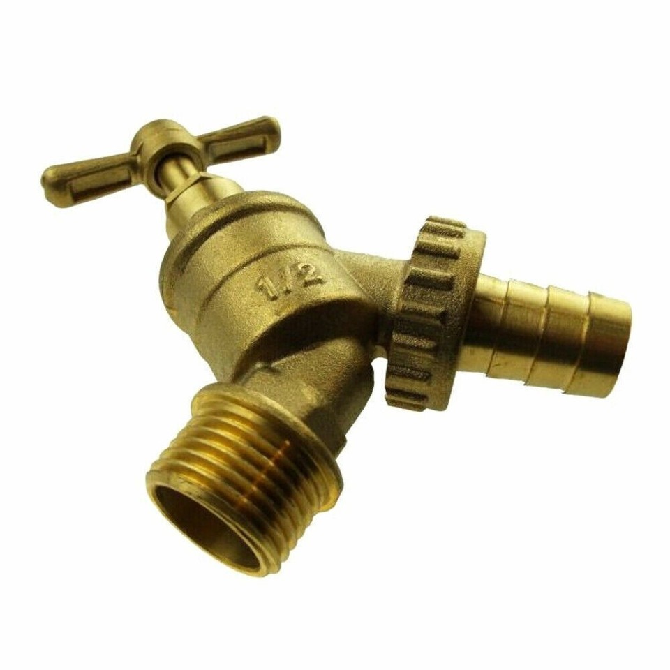 1/2" Outdoor Garden Brass Bib Tap With Through Wall Plate Adaptor 35cm ...