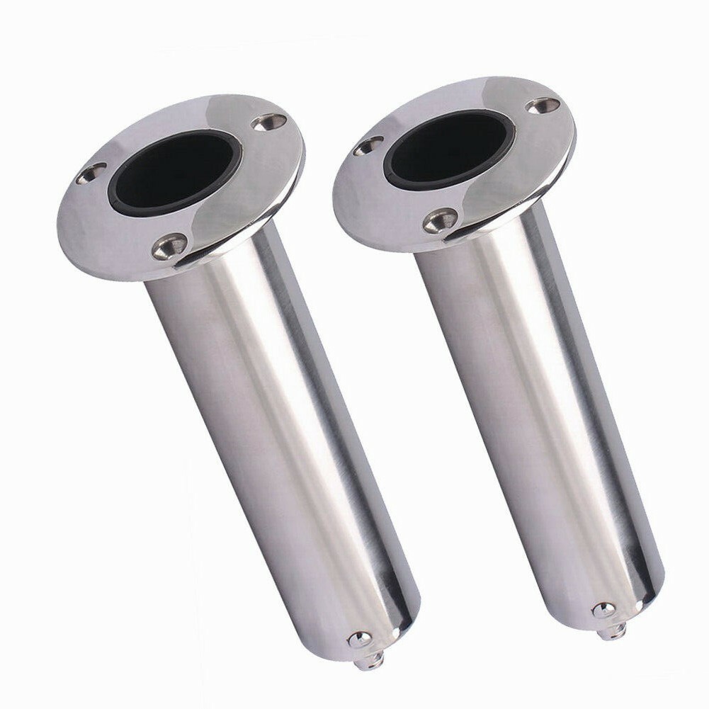 2X 90 Degree Fishing Rod Holder Flush Mount Boat Stainless Steel Cast ...