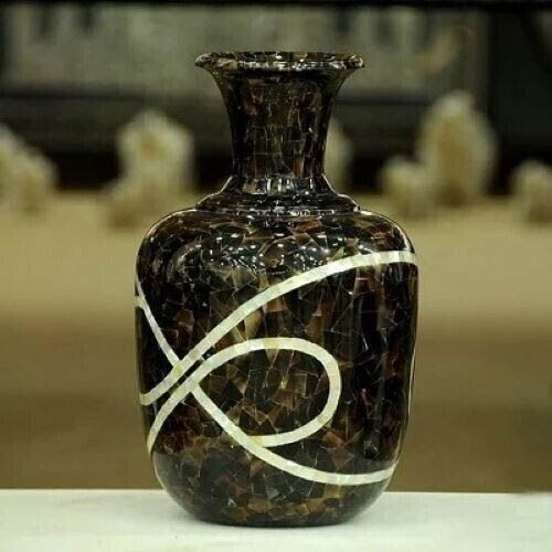 15'' Marble Flower Vase Pot Mosaic inlay Stone random work mop decor ...