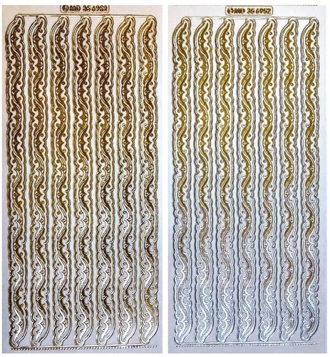 Embossed BEAUTIFUL BORDERS Peel Off Stickers Flourish Gold or Silver on ...