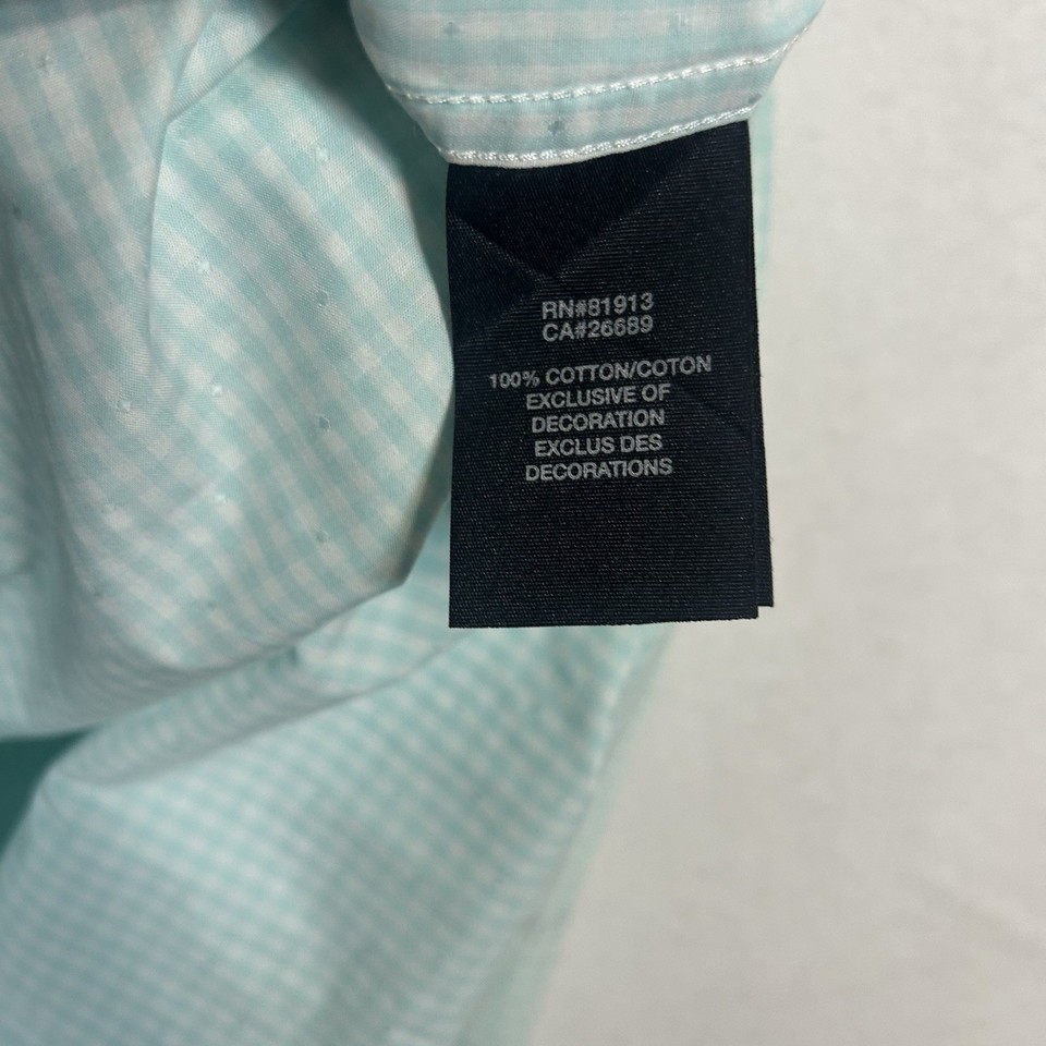 Robert Graham Men’s Button Up Shirt 2XL Light Green Check Checkered ...