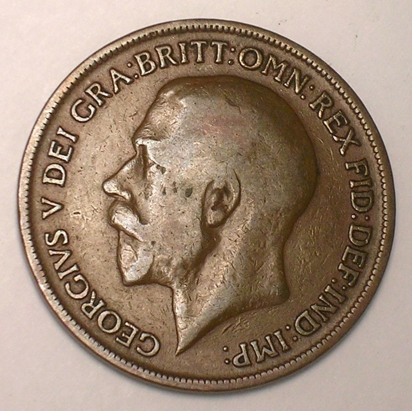 1919 UK Great Britain British One 1 Penny King George V Coin VF | eBay