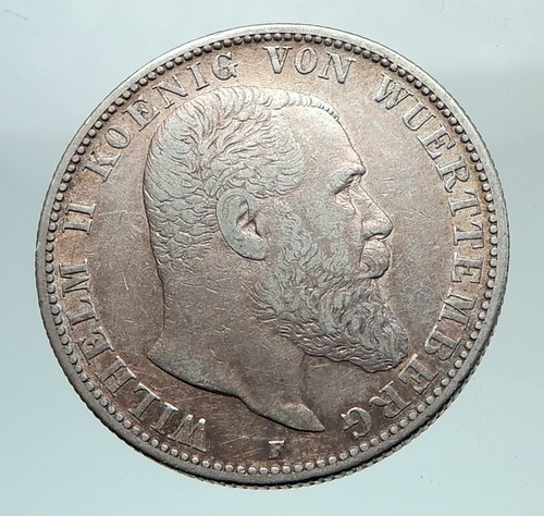 1902 Germany GERMAN STATES Wurttemberg WILHELM II Genuine Silver 2 M ...