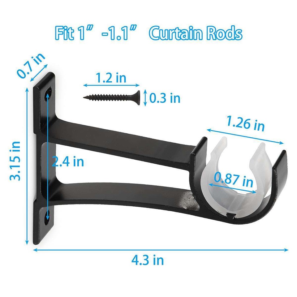 Curtain Pole Single/Double Rod Brackets Window Holder Aluminum Alloy ...