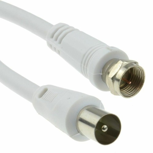 2M, TV Freeview Antenna Aerial F Connector Plug to RF Male Plug Coax ...