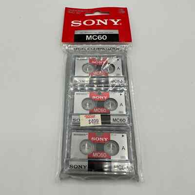 Sony Blank Audio MICROCASSETTE TAPES MC-60 60 Minutes 3 Pack NEW SEALED ...
