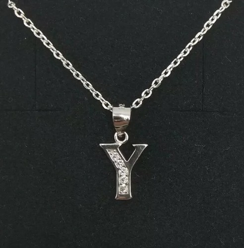 Pendant With Chain Sterling Silver. With Zirconias. Letter Y. | eBay UK