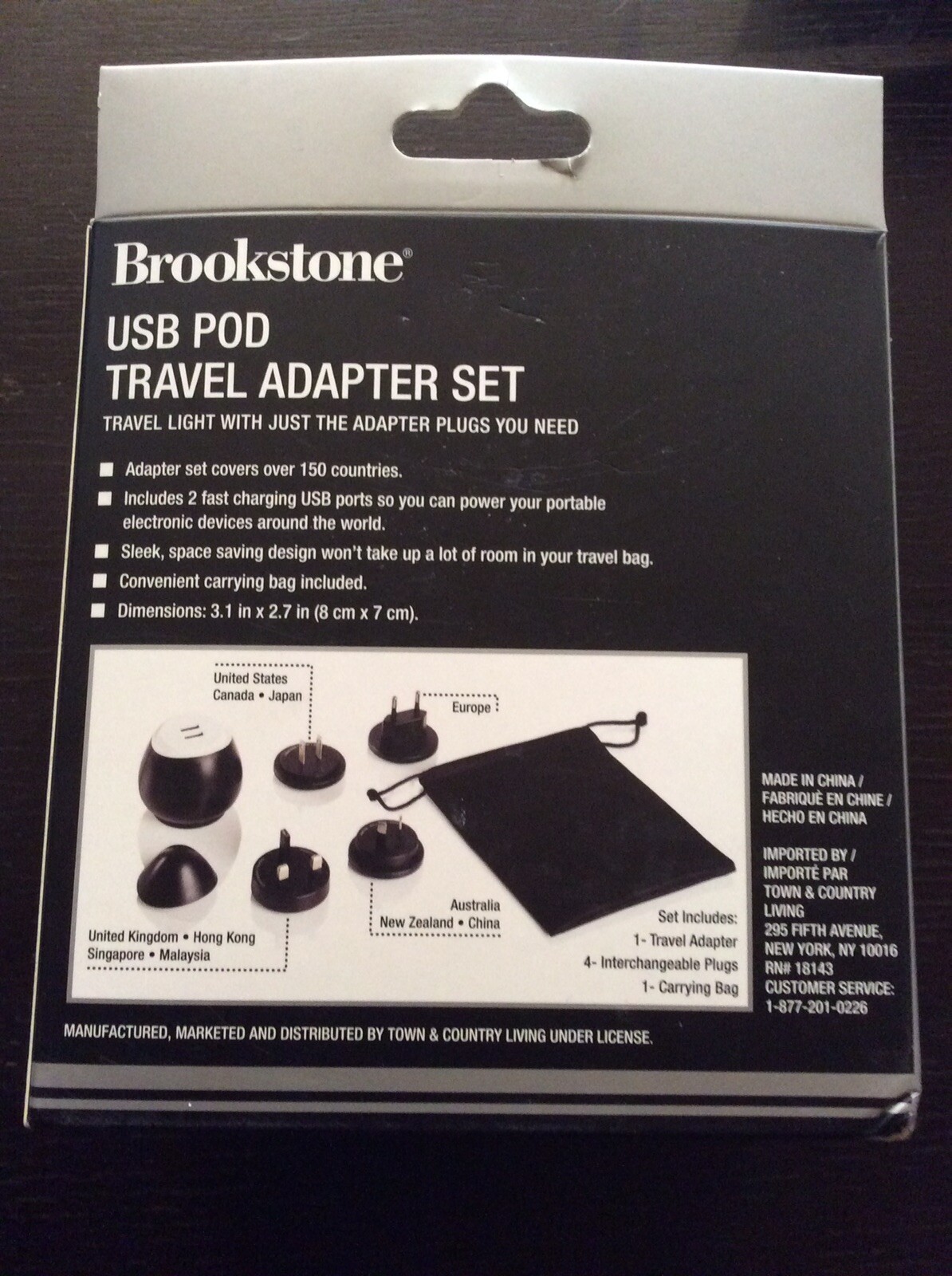 New Brookstone USB Pod Travel Adapter Set (2 USB Ports - Works In 150 ...