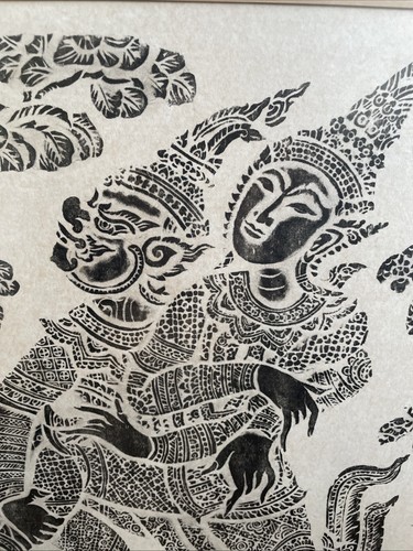 Thai Temple Rubbing on Rice Paper - 1960s | eBay