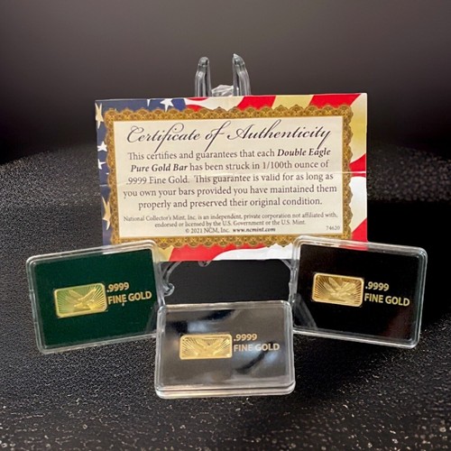 Lot of 3 🔥 2021 9999 Fine Gold Bars 1/100oz. Pure 24k Bullion Double ...