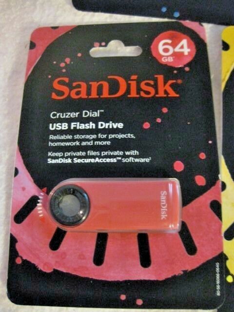 SanDisk Cruzer Dial USB Flash Drive 64 GB blue, red, yellow, pink, or ...