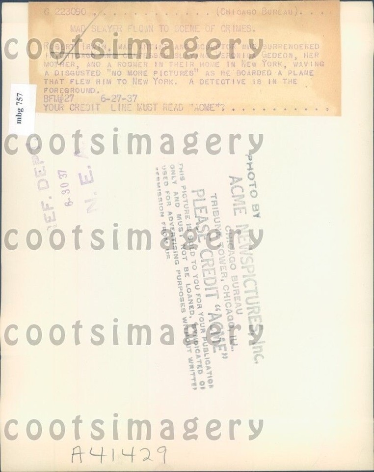 1937 NYC Model Veronica Gedeon Killer Robert Irwin Boards Plane Press ...