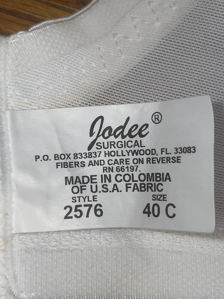 Jodee White Floral Mastectomy Bra Style 2576 - Women's Size 40C = New ...