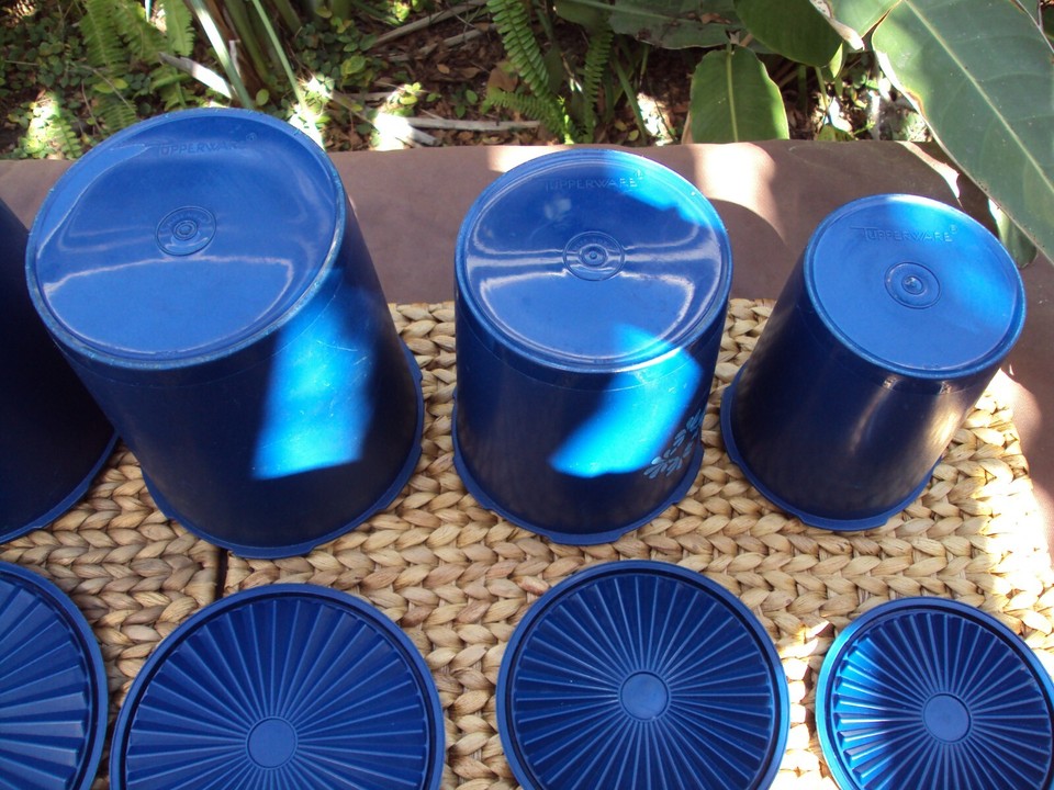 Tupperware Canisters Set (5) Blueberry Navy Servalier Vintage Nesting ...