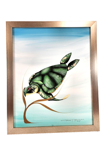 Garnet Tobacco Original Painting on Canvas Sea Turtle 2017 Cree First ...
