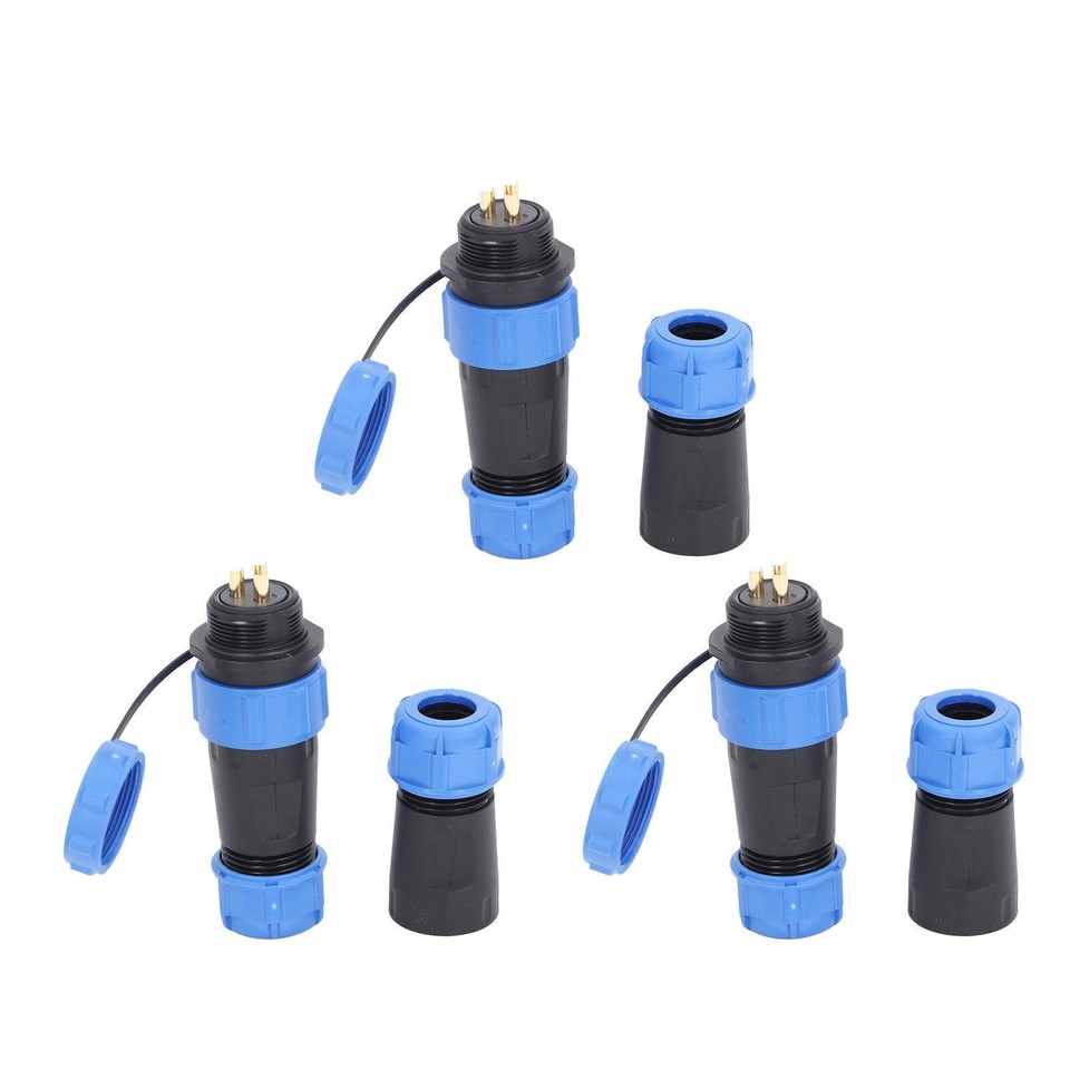 3PCS SP21 3 Pin Aviation Plug Socket IP68 Waterproof Sealing Industrial ...