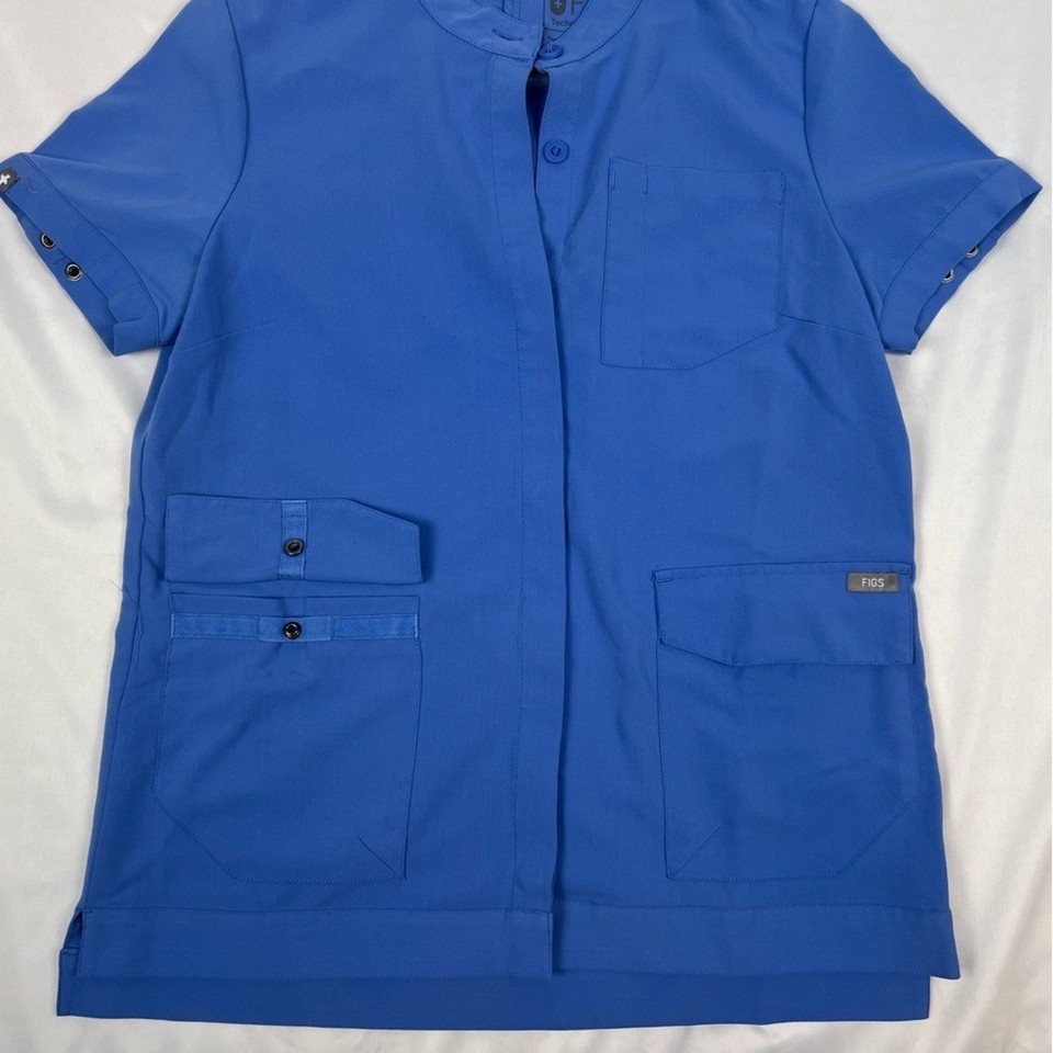 FIGS Technical Collection Top Size XS Blue Short Sleeve Nurse Scrubs | eBay