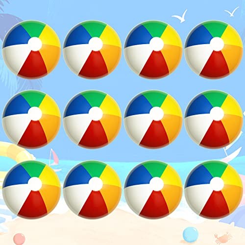 Beach Ball, 12 Pcs Beach Balls Bulk, 12" Inflatable Beach Balls for ...