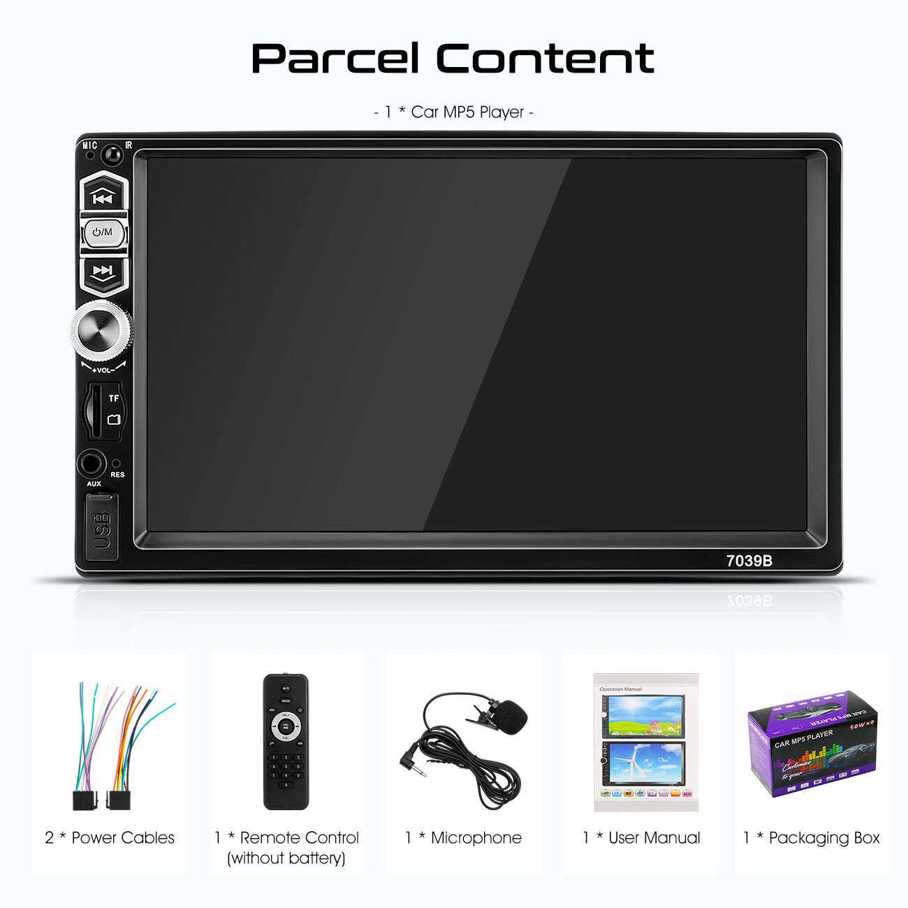 Single 1Din 7" Car Stereo Radio Apple/Android Carplay Bluetooth Touch Screen Mic | eBay