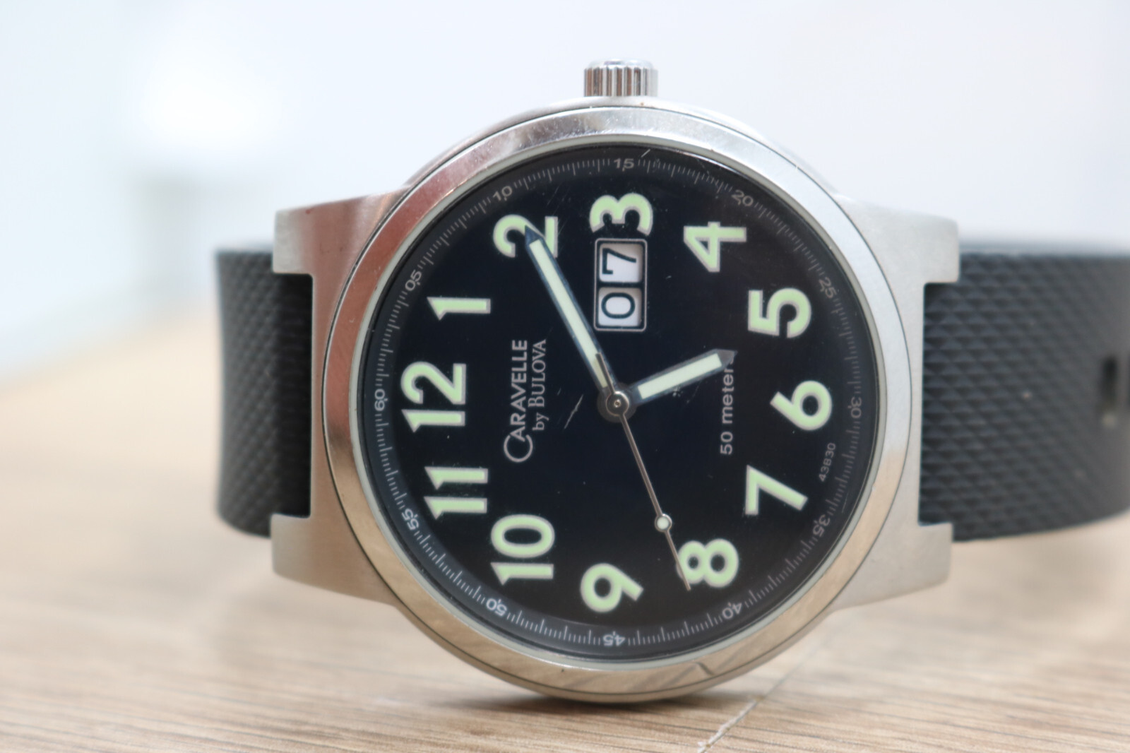 Mens Caravelle by Bulova 43b30 40mm Calendar Watch Black Dial New Batt ...