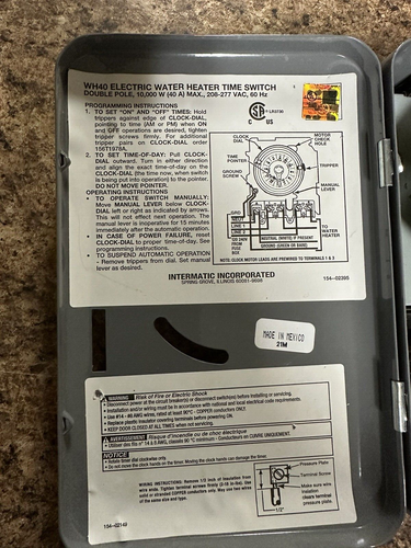 The “Little Gray Box” Electric Water Heater Timer, By Intermatic WH40 ...