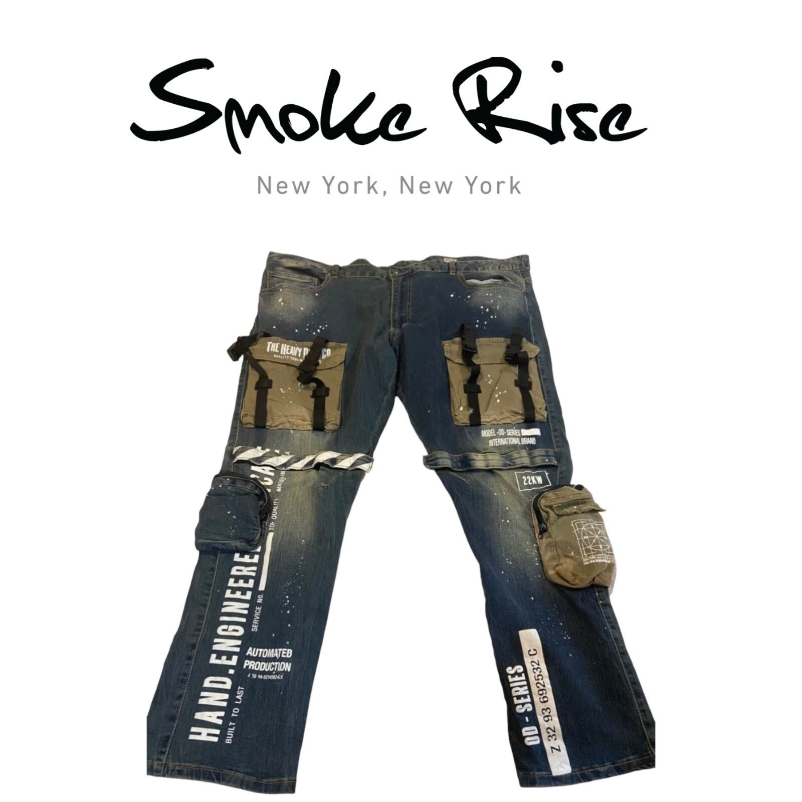 Rare Smoke Rise Heavy Duty Cargo Jean 48W 32L Blue … - Gem