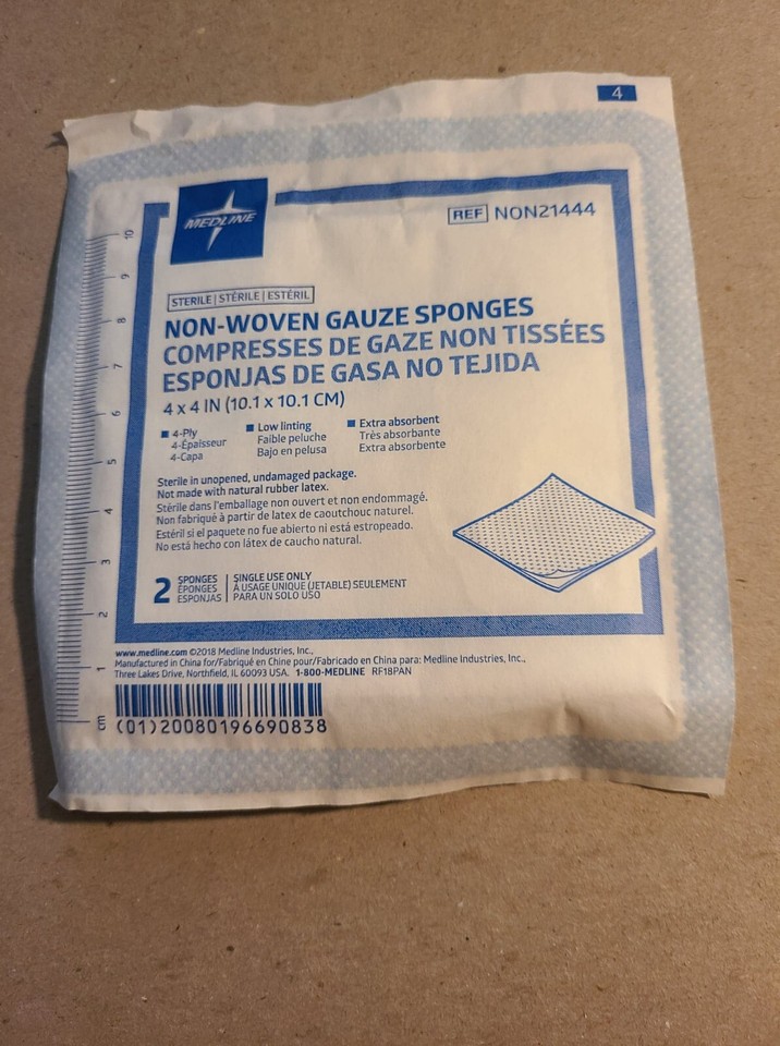 *50-Pack* Medline Sterile 100% Cotton Woven Gauze Sponges 12 Ply ...