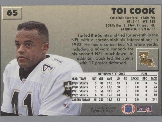 1993 Fleer Toi Cook #65 for sale | eBay