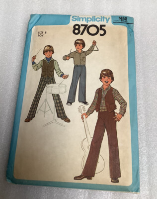 Simplicity Sewing Pattern 8705 Boys Pants Shirt and Vest Sz 8 Uncut FF ...