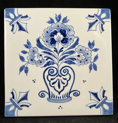 Beautiful Vintage Delft Blue Ceramic Tile 5.25” | eBay