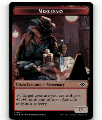 FOIL - MTG Mercenary Human Cleric Token - Outlaws of Thunder Junction ...