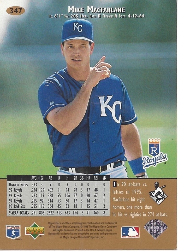 1996 Upper Deck Mike Macfarlane 347 Royals | eBay