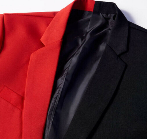 Men Two Tone Splice Jacket Suit Blazer Coat Prom Dance Show Garment ...