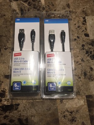 Lot Of Two Staples USB 2.0 To Micro B Cable 6-ft - Black New | eBay