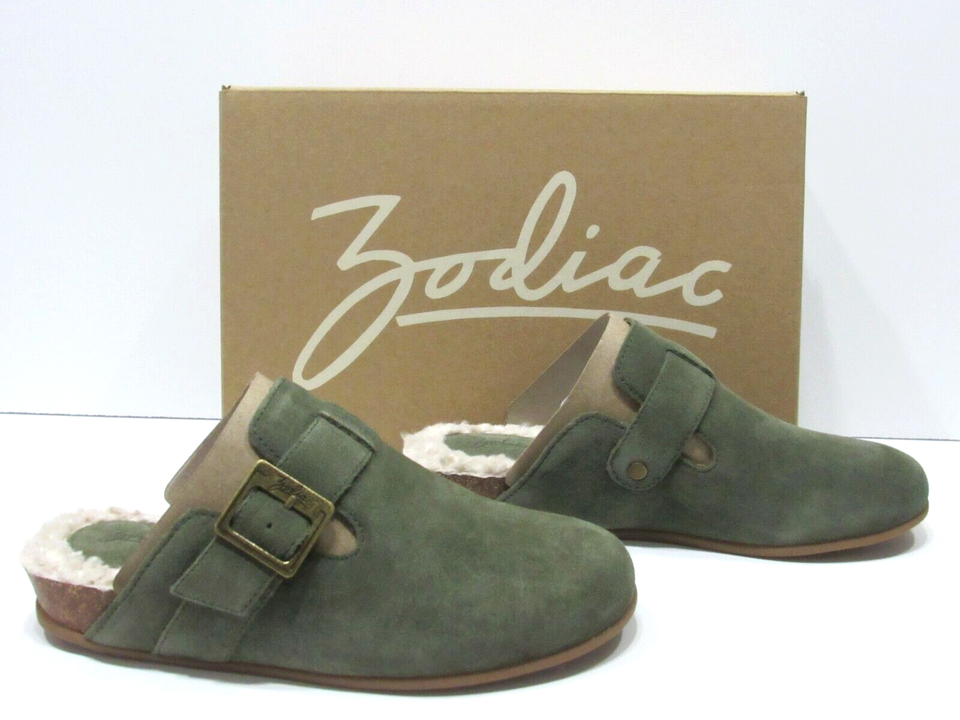 Zodiac Women Maui Faux Shearling Slip Ons Clogs size 5.5 US Green Suede ...